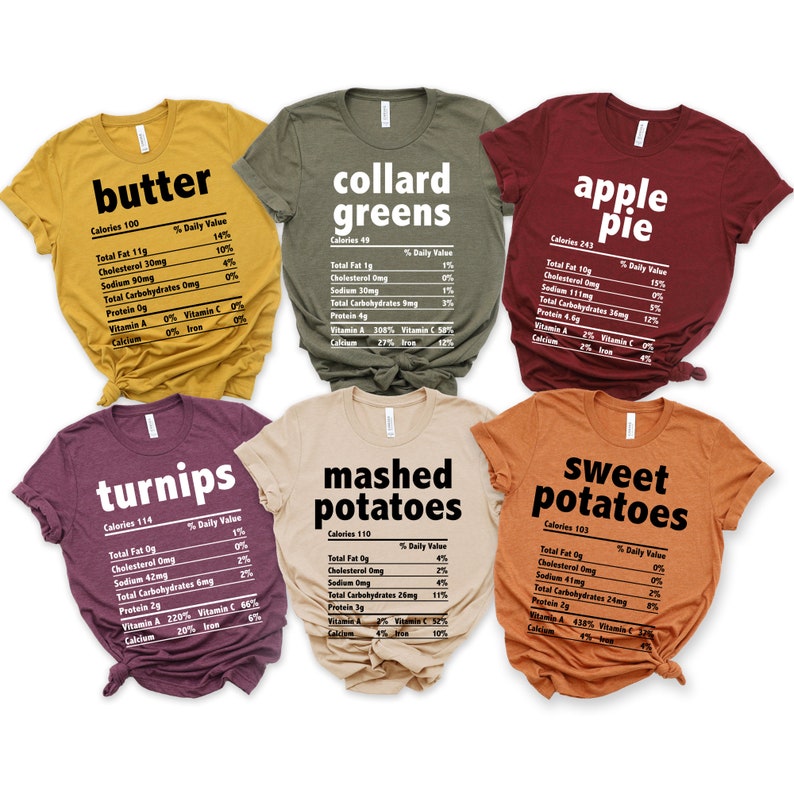 Nutrition Facts Shirt, Thanksgiving Day Shirts, Food Facts Shirt, Funny ...