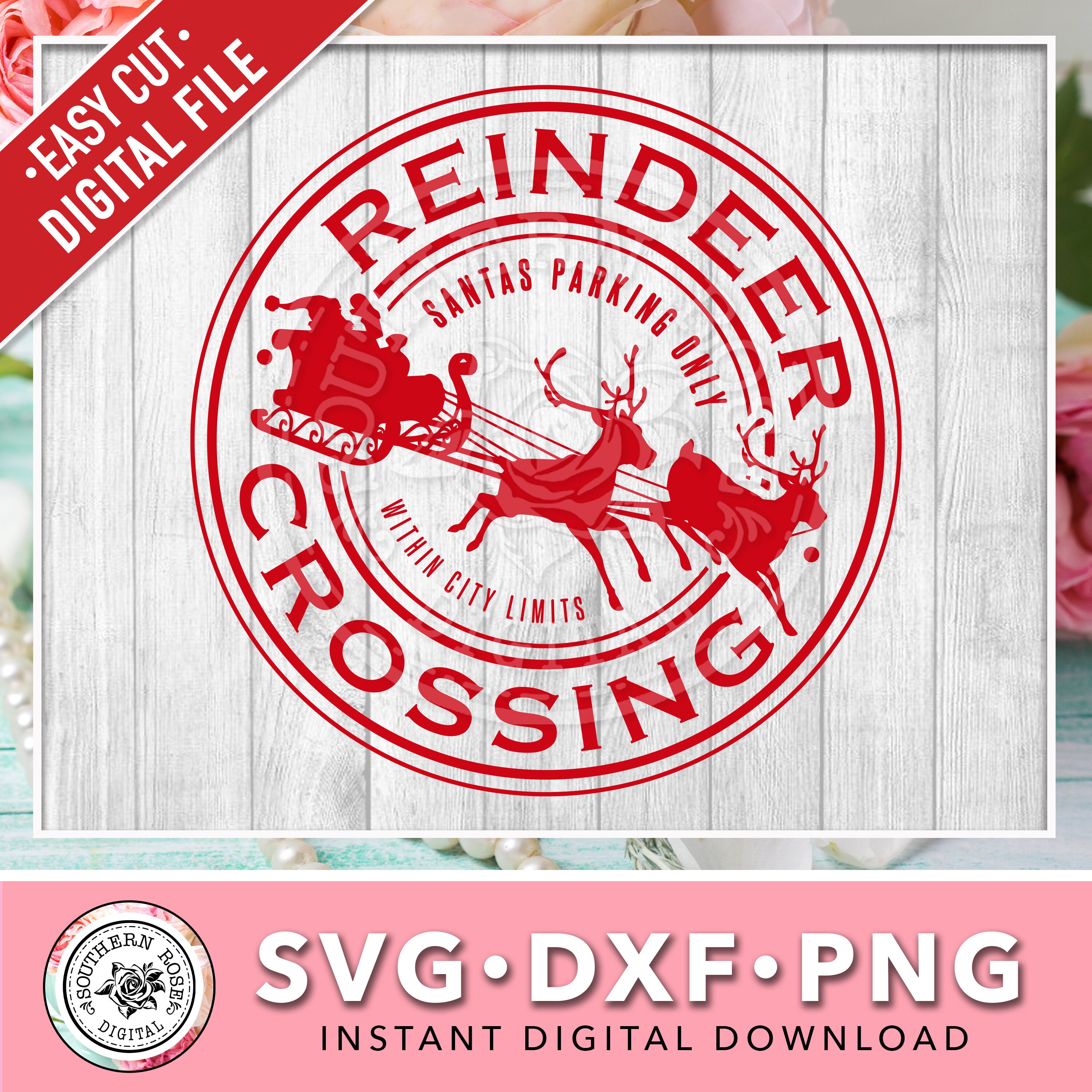 Christmas Sign Svg Santas Sleigh Svg Reindeer Crossing Svg - Etsy Canada