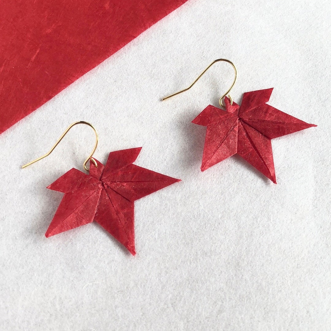 Maple Leaf Origami Earring Japanese Maple Earrings Gift for - Etsy