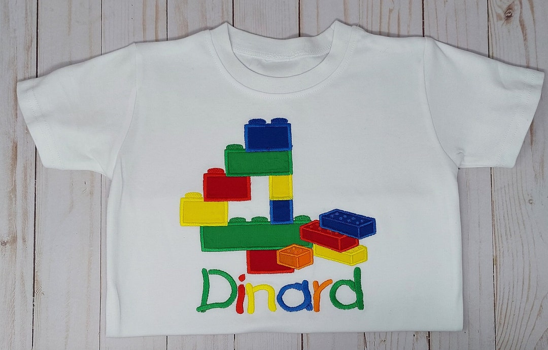 Boys Block Birthday Shirt, Birthday Building Blocks Shirt, Embroidered ...