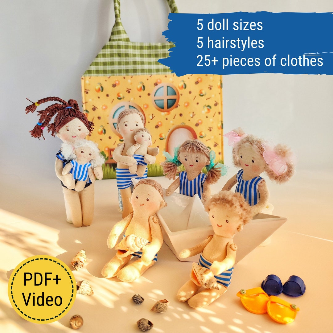 Doll Family Sewing Pattern & Video Tutorial – DIY 5 Inch Pocket Doll ...