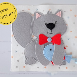 FLUFFY CAT Quiet Book Page Pdf Pattern, Baby Book Pattern, Felt Book ...