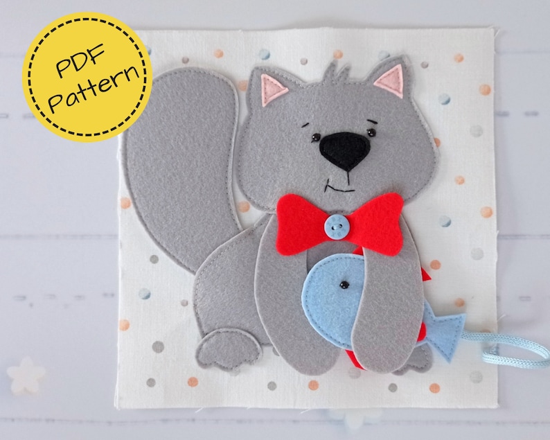 FLUFFY CAT Quiet Book Page Pdf Pattern, Baby Book Pattern, Felt Book ...