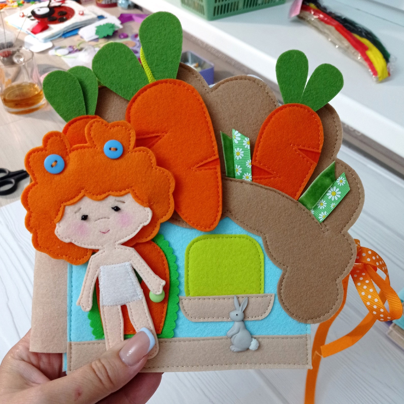 DOLLHOUSE Quiet Book PDF Pattern, Felt Doll With Clothes, Diy Quiet ...