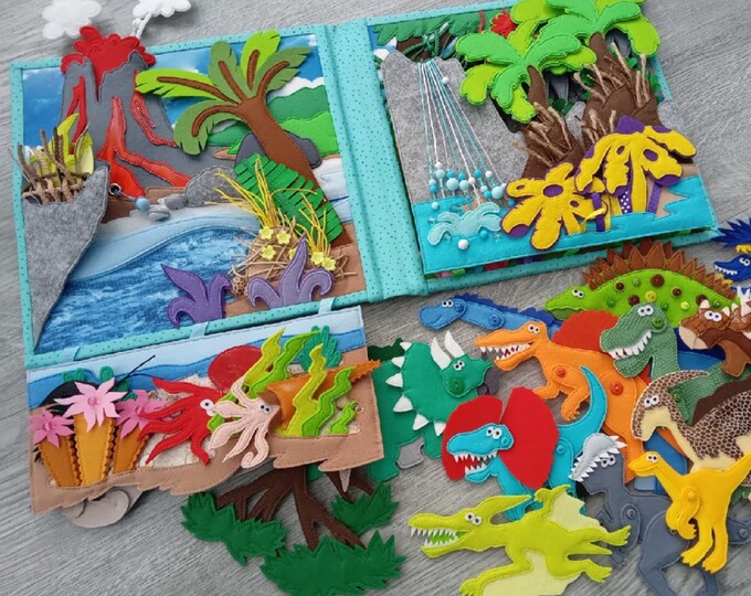 DINOSAURS Quiet Book Pages for Toddlers Activities, Educational Busy ...