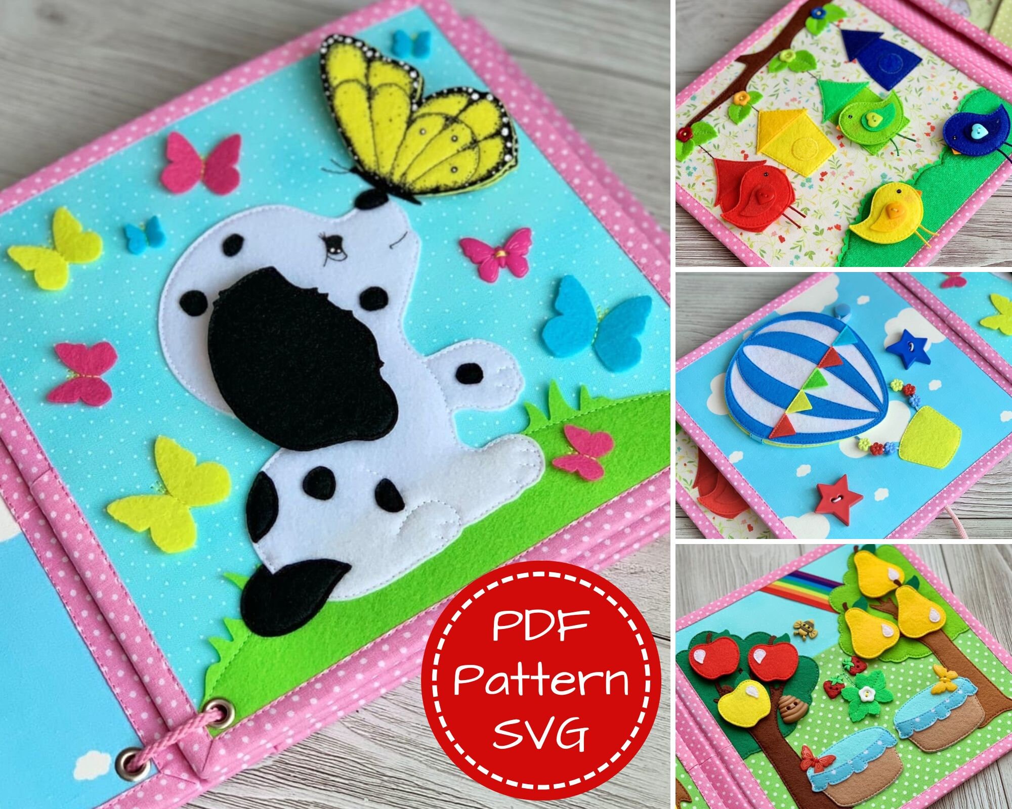 6 PAGES Baby Book Pattern 8x8, PDF & SVG Quiet Book Pattern, Diy Busy Book Pdf Pattern, Felt ...