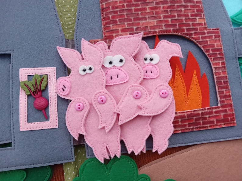 Quiet Book Pattern THREE LITTLE PIGS, Diy Quiet Book Pages, Busy Book ...