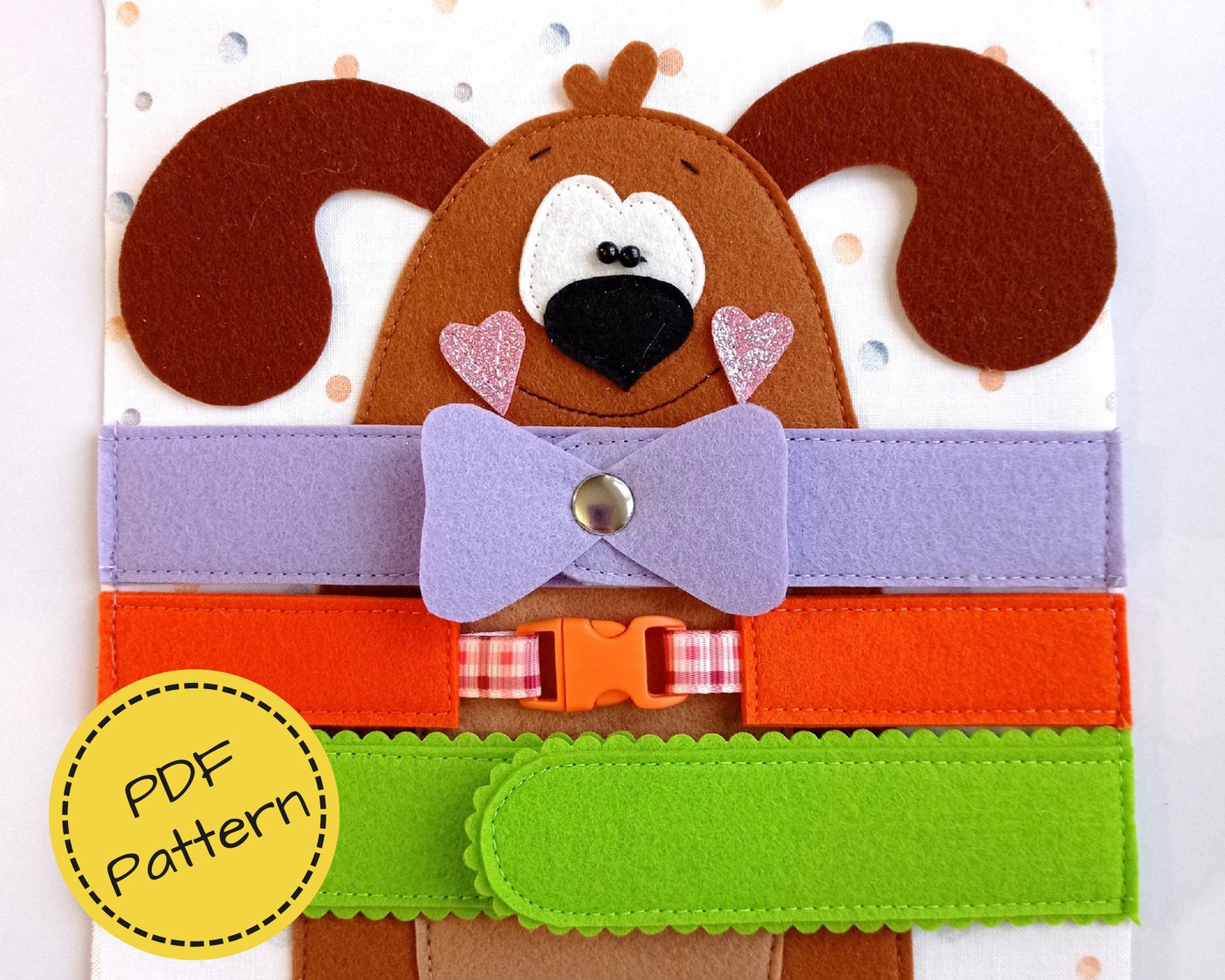 FUNNY DOG Quiet Book Page Pdf Pattern, Baby Book Pattern, Felt Book ...