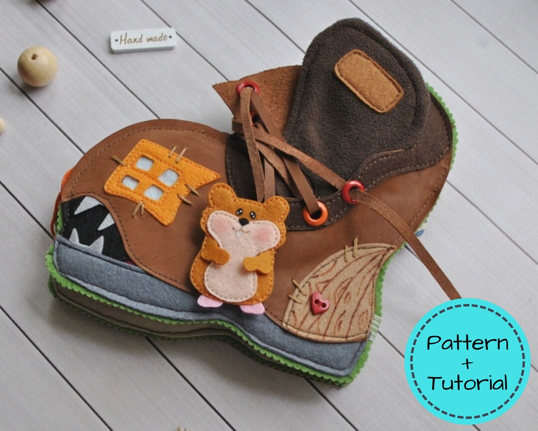 Quiet Book Pattern HAMSTER in the SHOE, DIY Busy Book Pattern, Felt ...