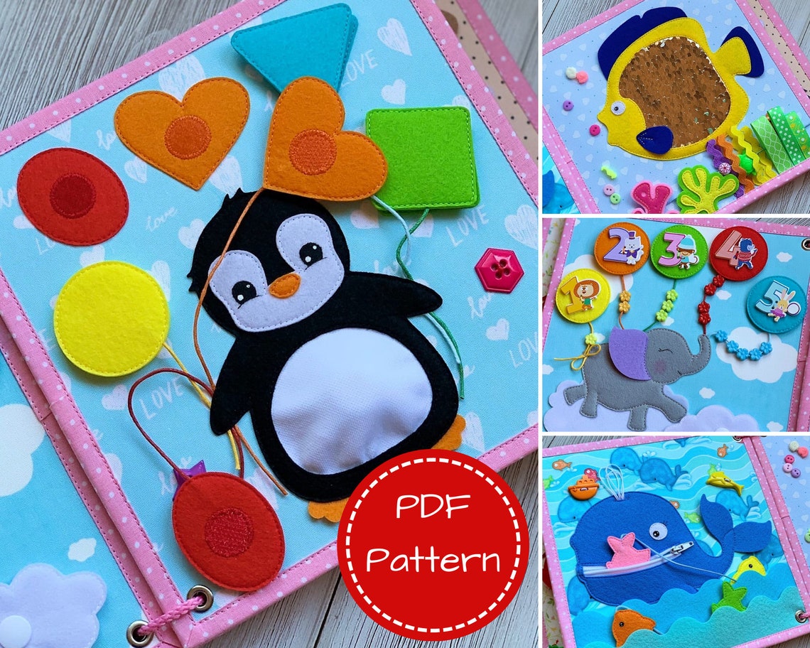 6 PAGES Baby Book Pattern 8"x8", PDF & SVG Quiet Book Pattern, Diy Busy ...