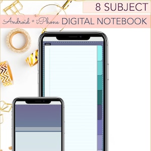 8 Subject Digital Phone Notebook, Goodnotes Digital Notepad, Digital ...