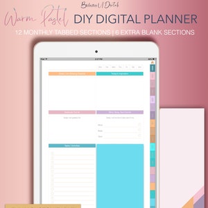 Pastel DIY Digital Planner by Bodaciousudigitals for Goodnotes, Xodo ...