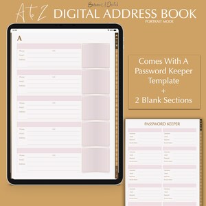 Digital Address Book, Vertical Digital Password Tracker for Goodnotes ...