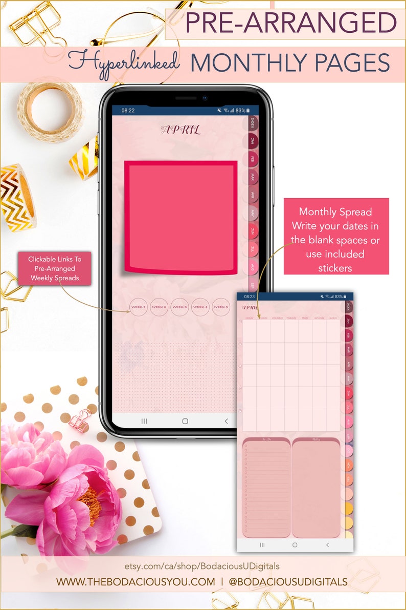 Portrait Undated Weekly Digital Phone Planner With Stickers, for iPhone ...