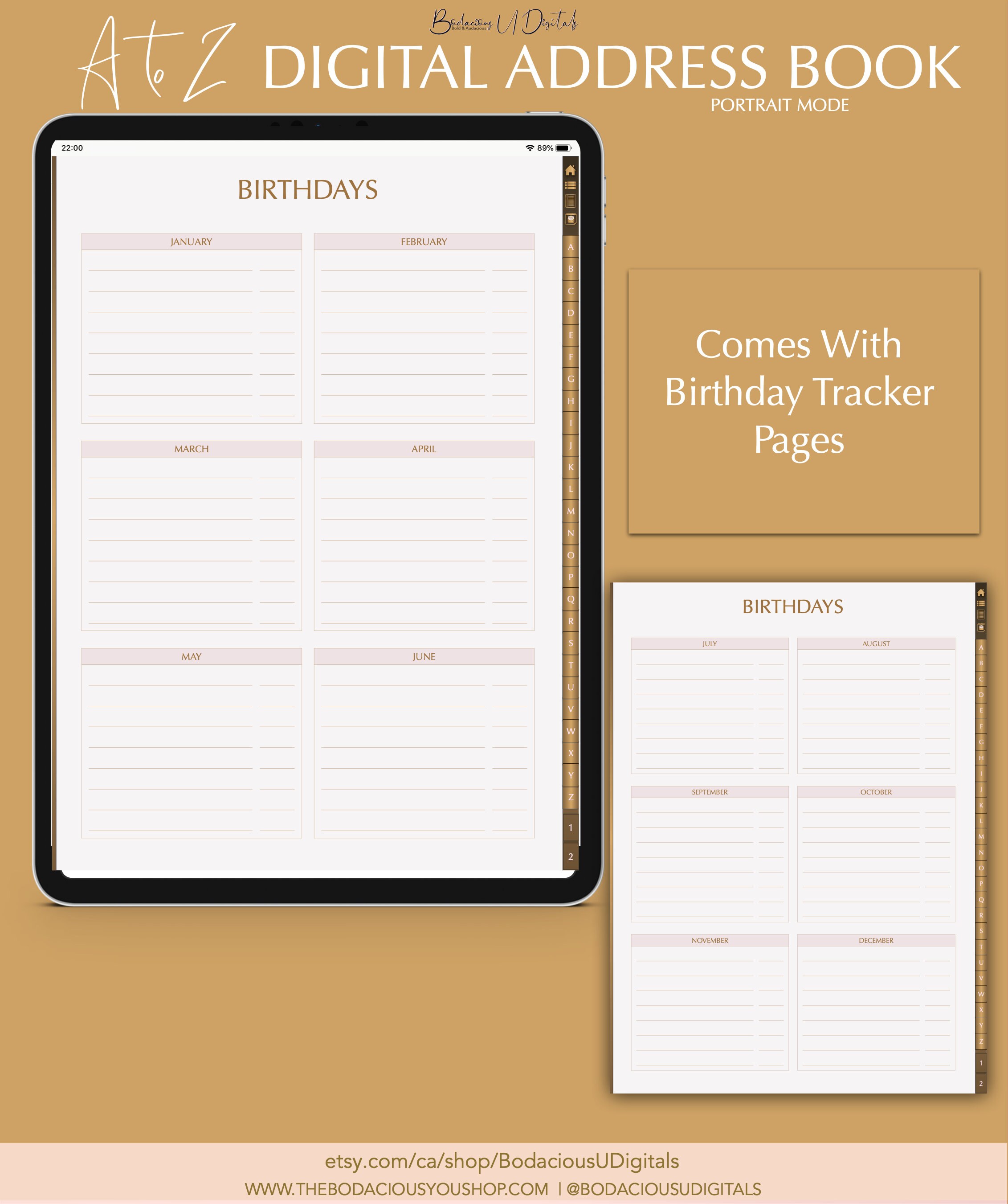 Digital Address Book Vertical Digital Password Tracker for | Etsy