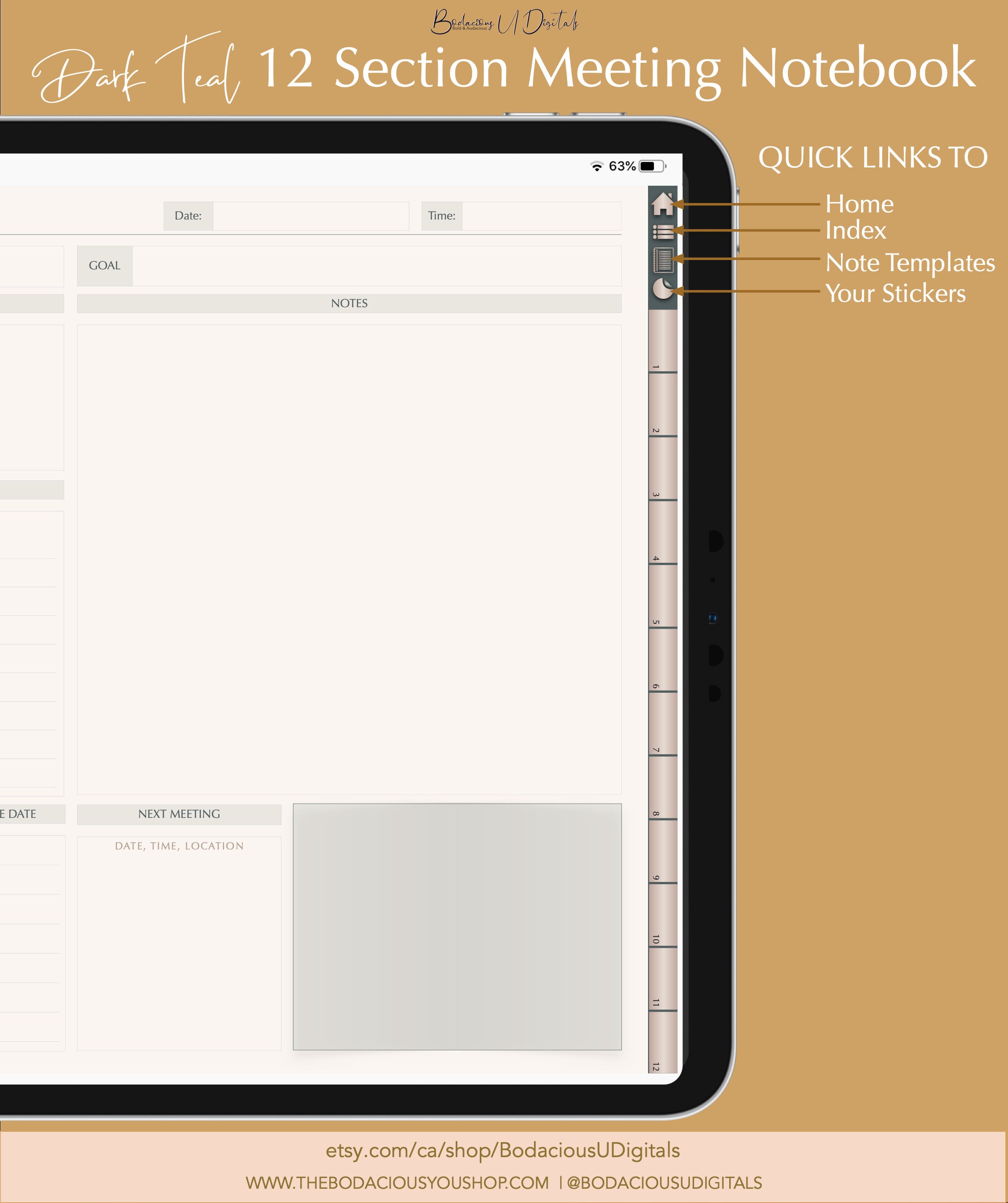 Landscape Digital Meeting Notes, With 12 Sections for Goodnotes ...