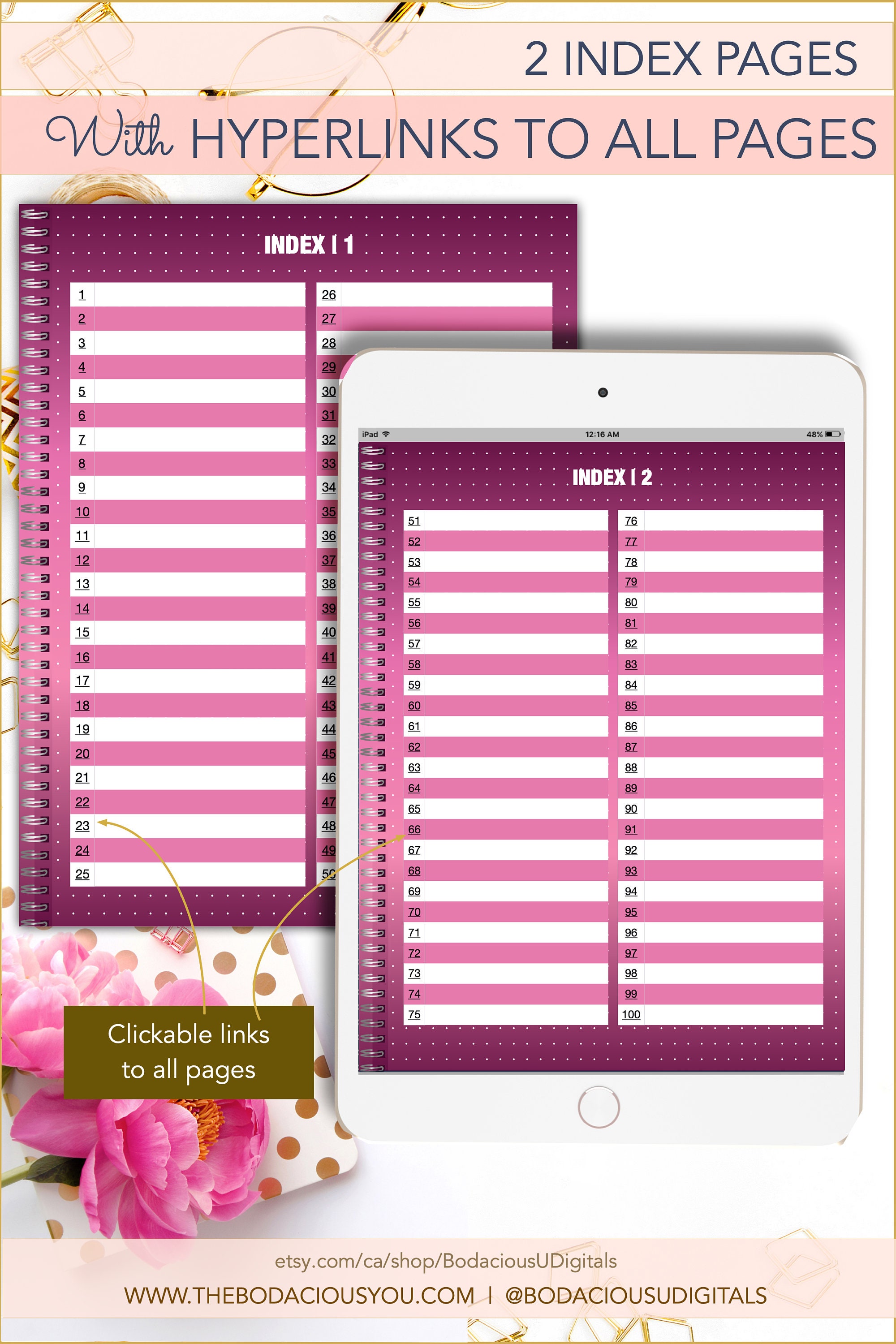 Vertical Lined Digital Notepad | Hyperlinked Pages L Notepad Inserts ...
