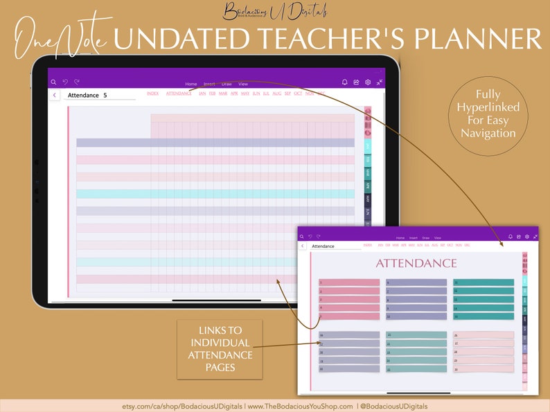 Undated Onenote Digital Teachers Planner, Windows Lesson Planner for ...