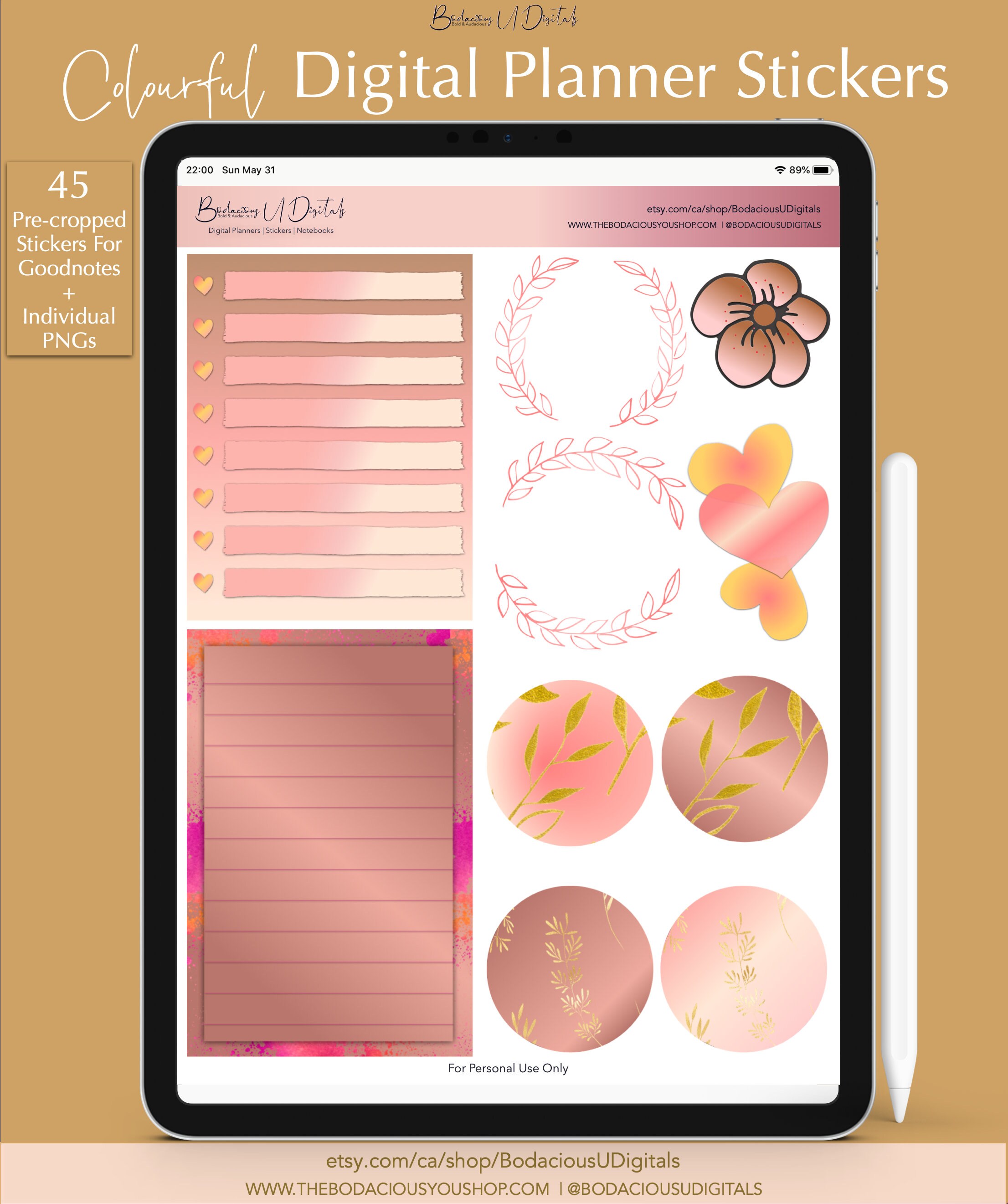 Colourful Digital Planner Stickers Pre Cropped for Goodnotes - Etsy Canada