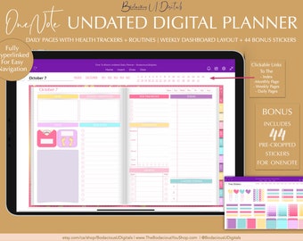 Onenote Dashboard Layout Digital Planner Hyperlinked Undated | Etsy