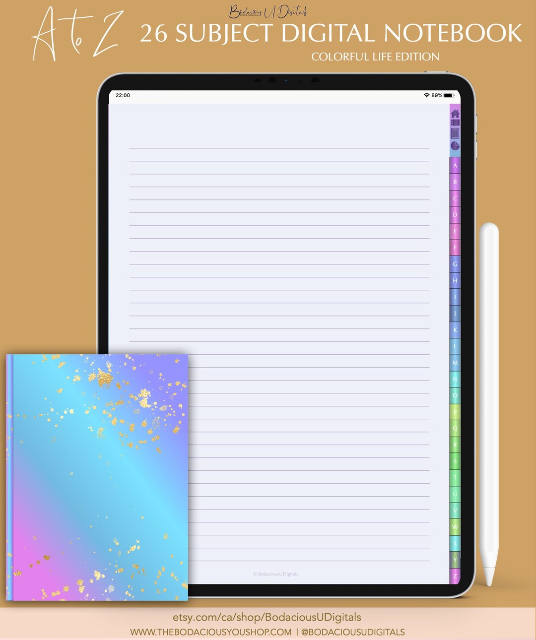 A to Z 26 Subject Digital Notebook, Digital Student Notepad, Digital ...