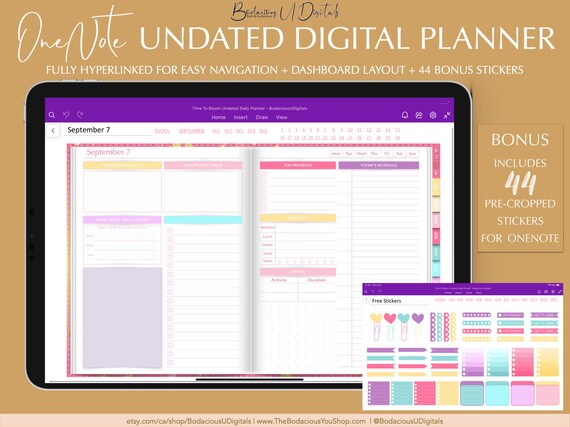 Onenote Dashboard Layout Digital Planner Hyperlinked Undated | Etsy ...