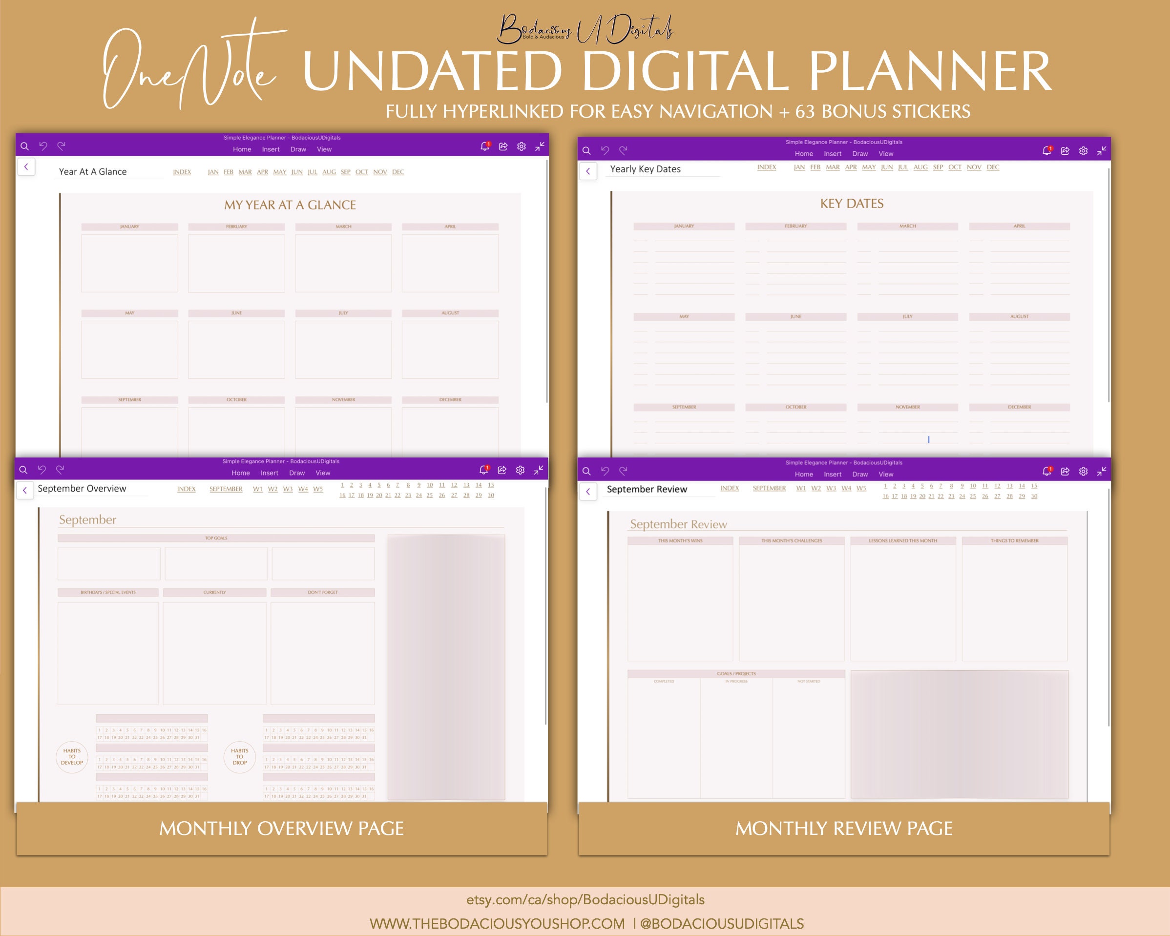 Onenote Digital Planner, Hyperlinked Onenote Planner, With Digital ...