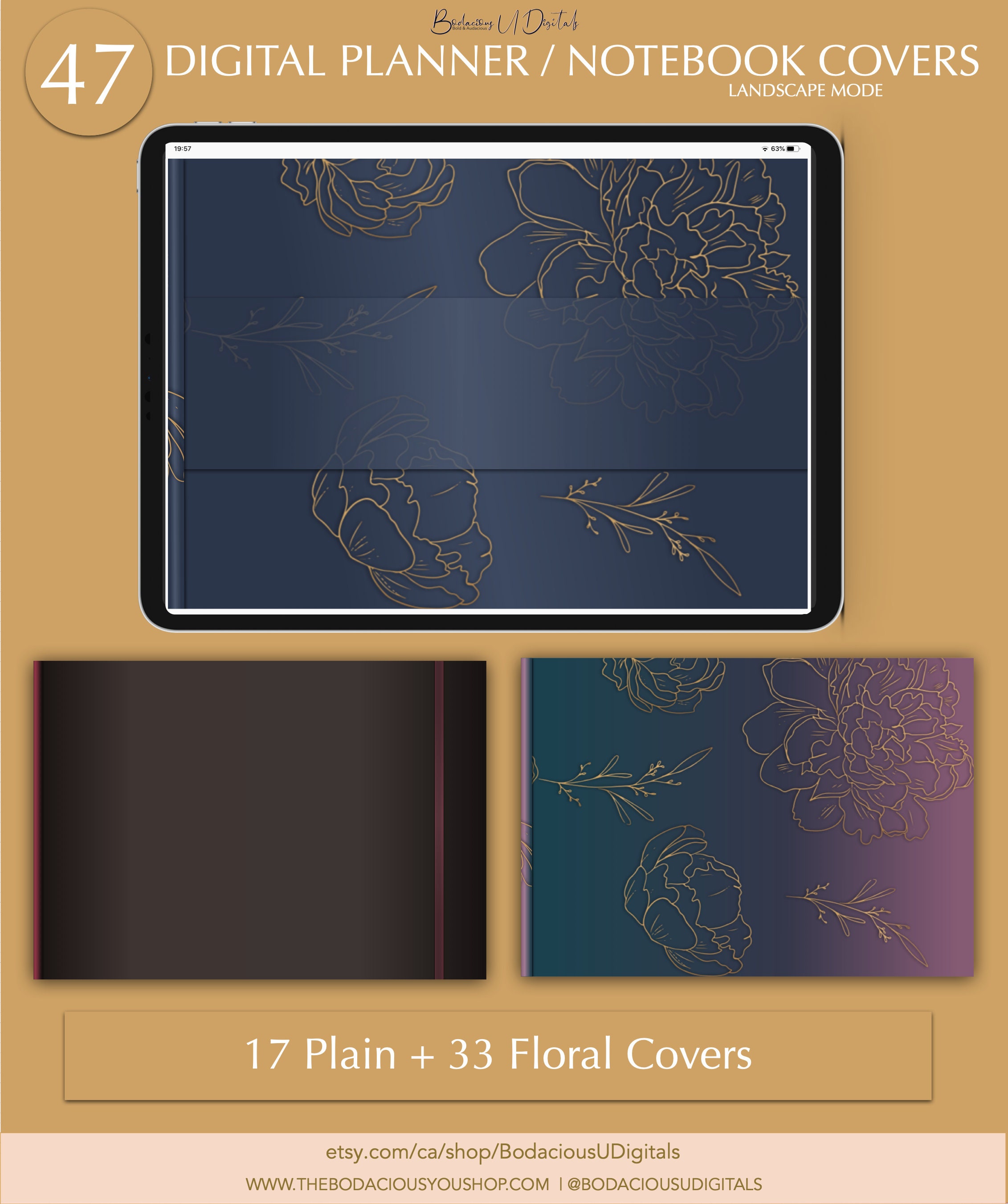 Digital Planner Cover, Digital Landscape Notebook Covers, Digibujo ...