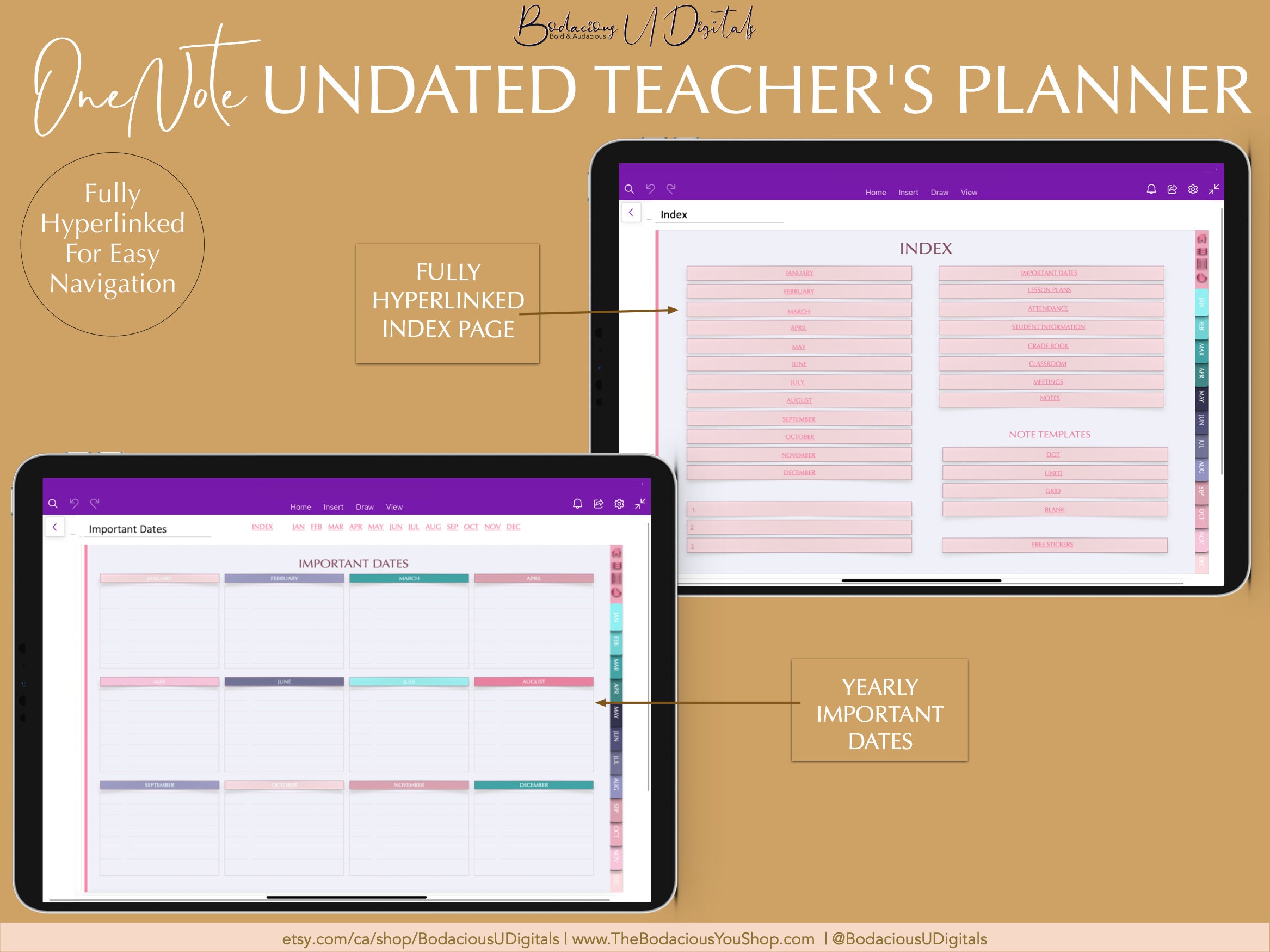 Undated Onenote Digital Teachers Planner, Windows Lesson Planner for ...