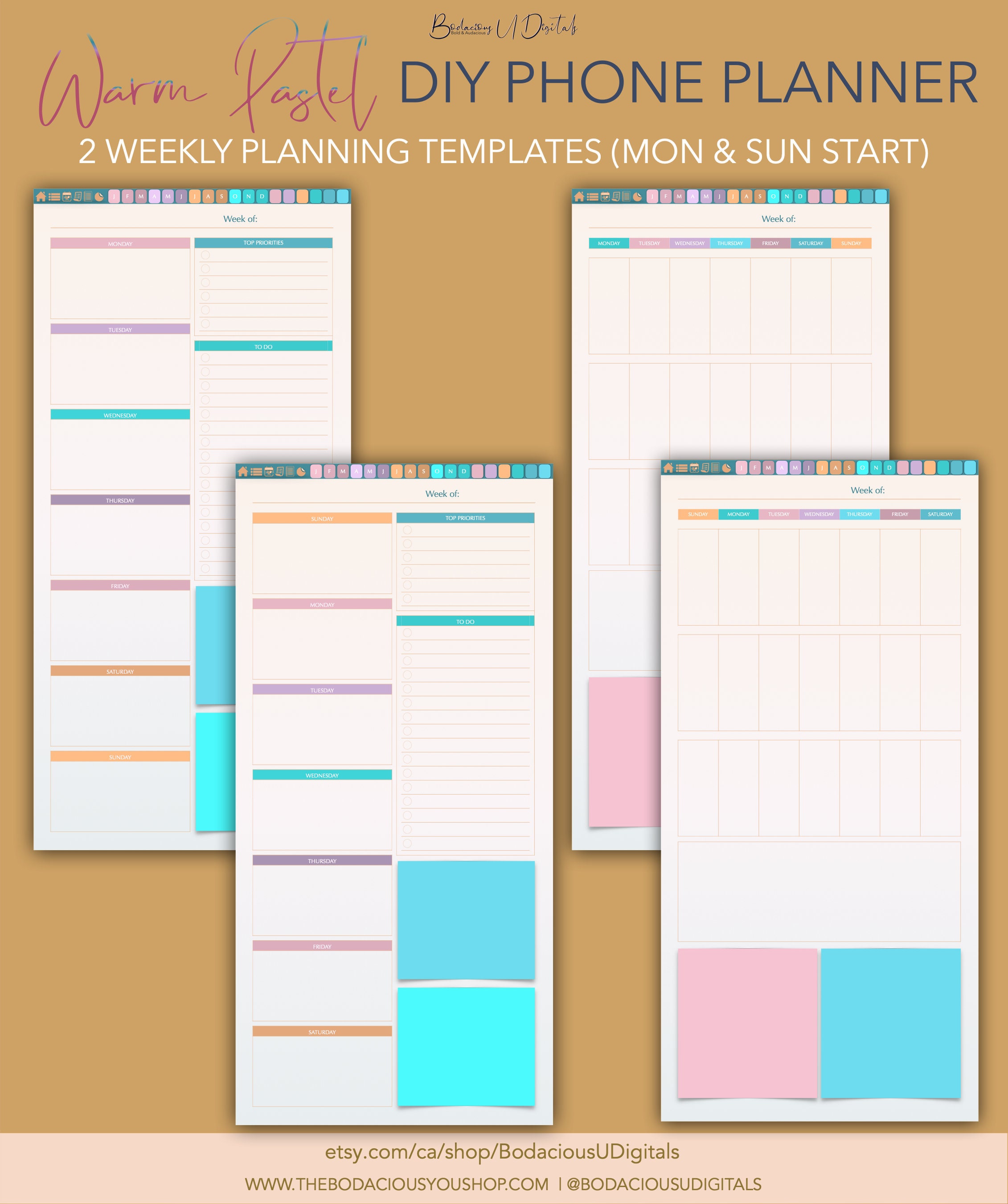 Warm Pastel DIY Phone Planner With Stickers for Iphone - Etsy Canada