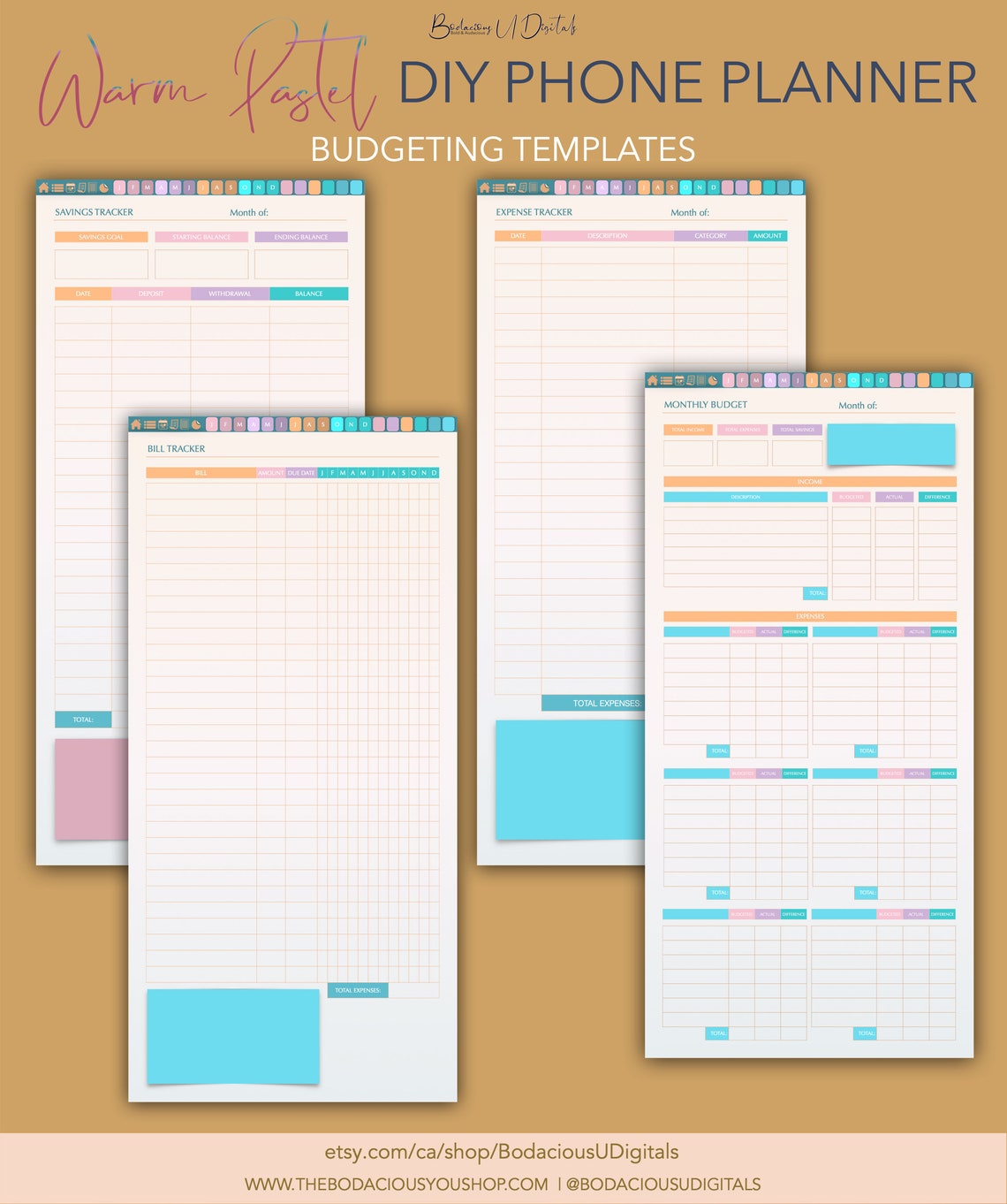 Warm Pastel DIY Phone Planner With Stickers for Iphone | Etsy Canada