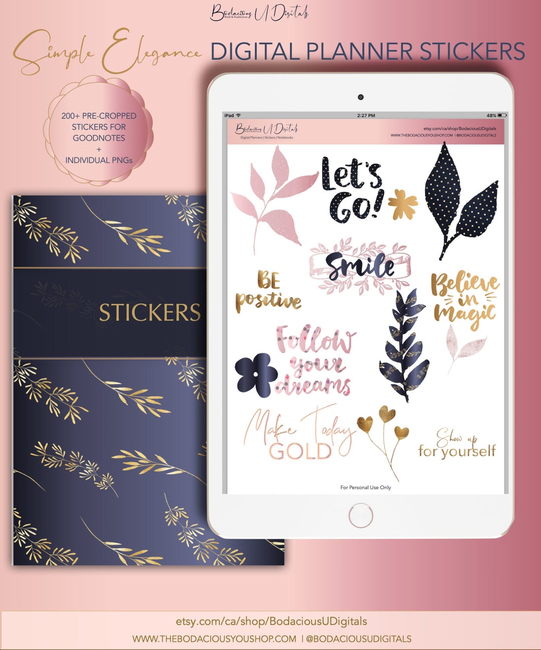 Simple Elegance Digital Planner Stickers for Goodnotes, Digital Sticker ...
