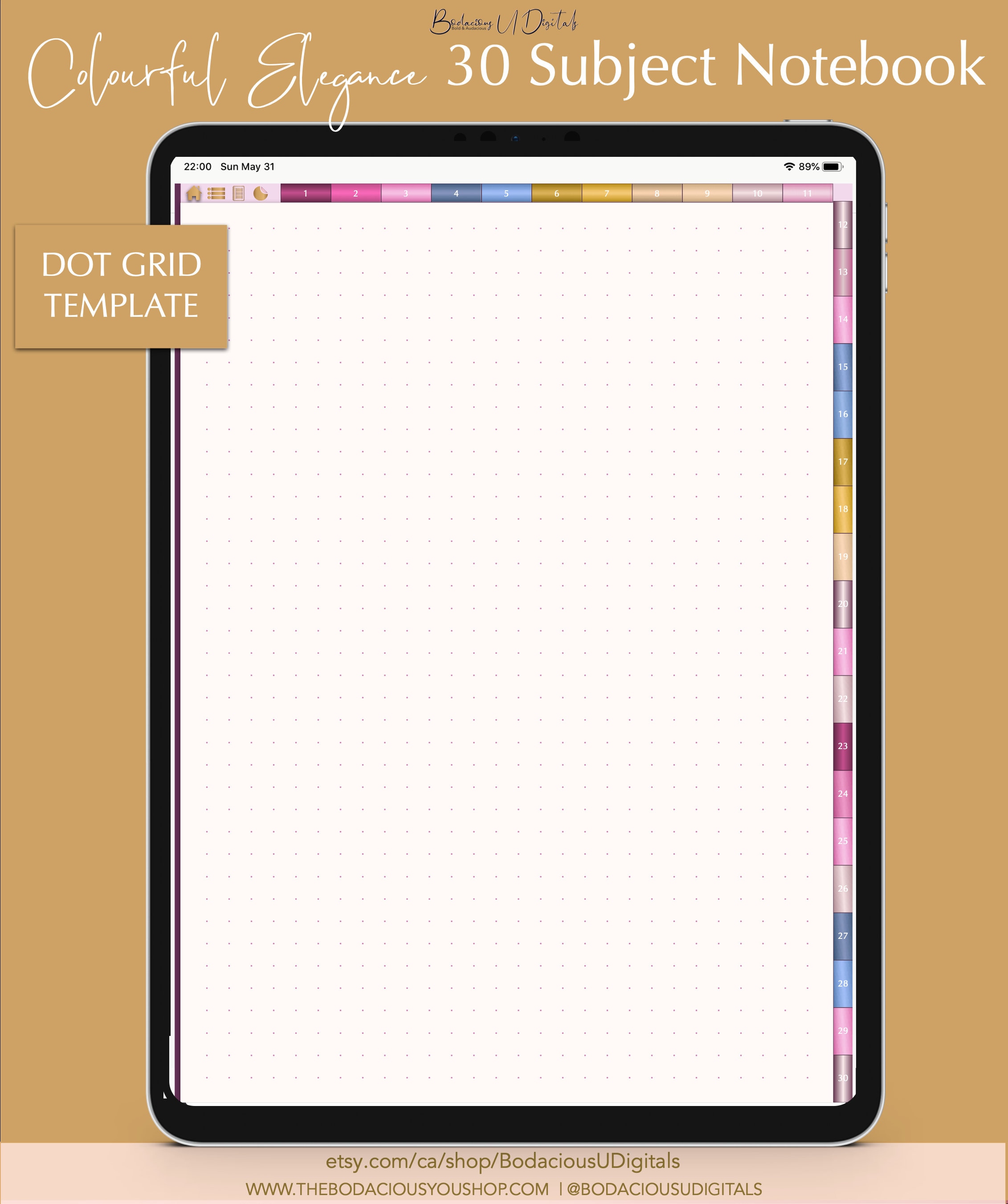 Colourful Elegance 30 Subject Digital Notebook, for Goodnotes ...