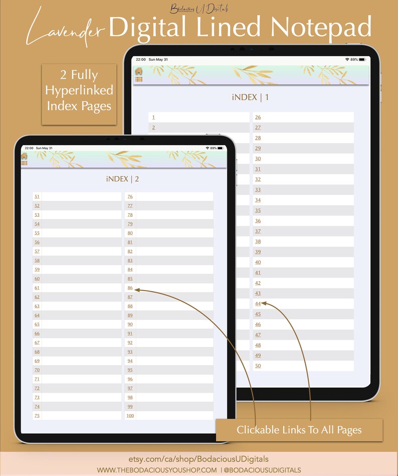 Lavender 100 Page Digital Notepad for Goodnotes, Notability, Xodo ...