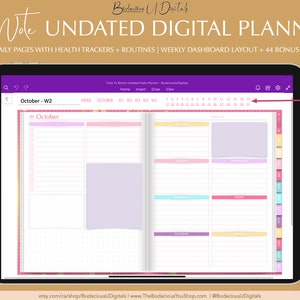Undated Onenote Digital Planner, Daily Layout With Health Trackers ...