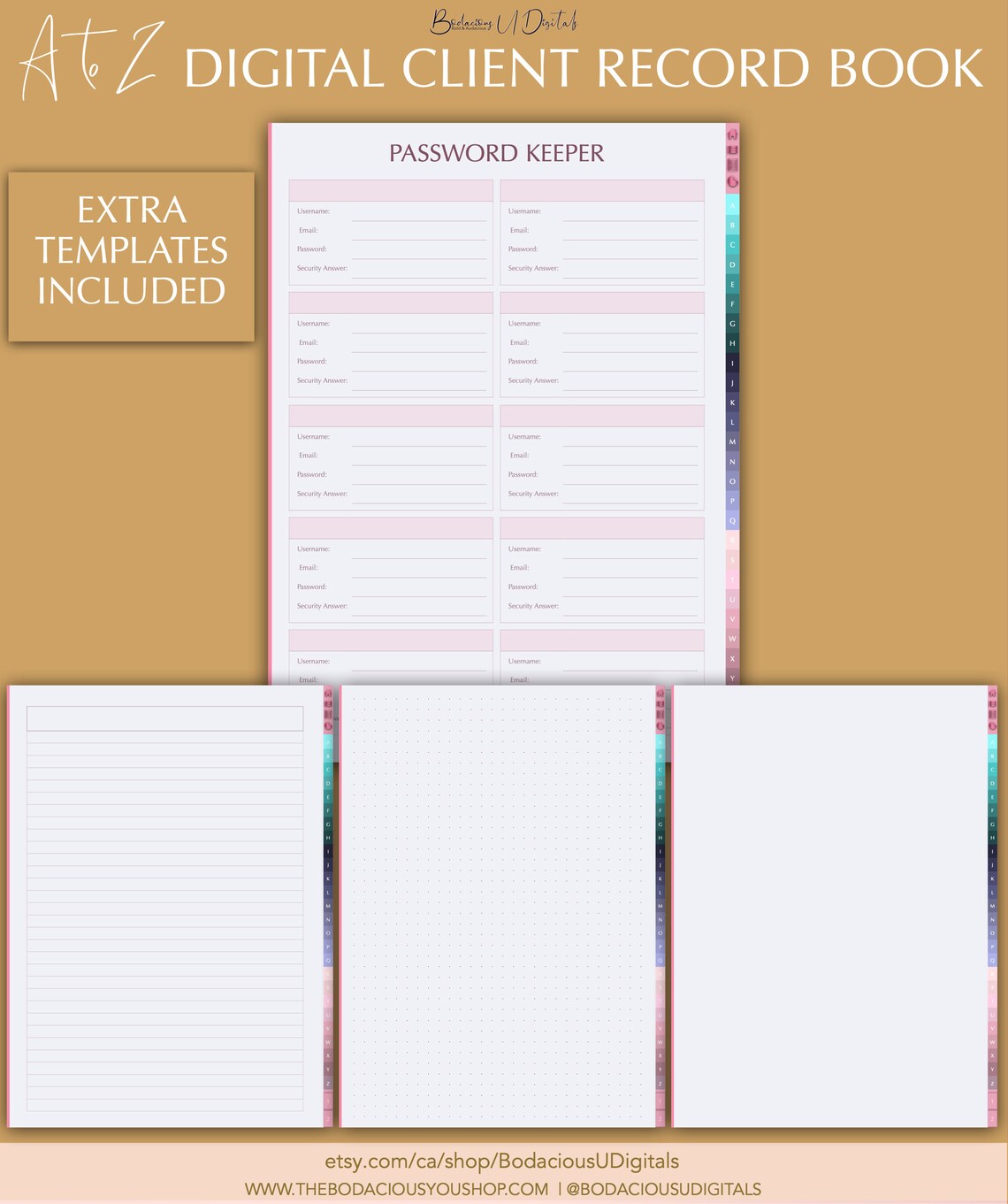 Digital Client Records Book Vertical Client Profile Record | Etsy