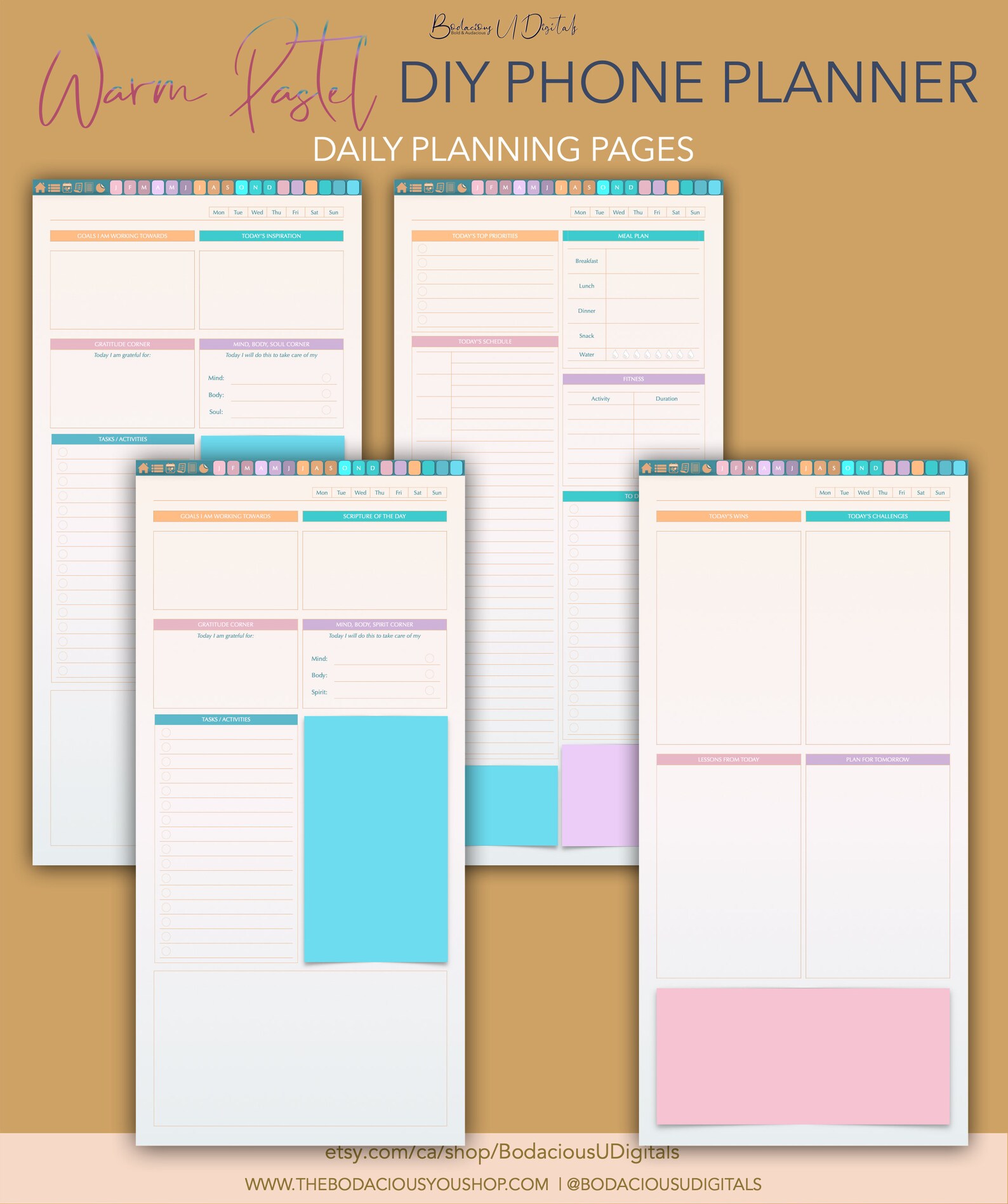 Warm Pastel DIY Phone Planner With Stickers for Iphone | Etsy Canada