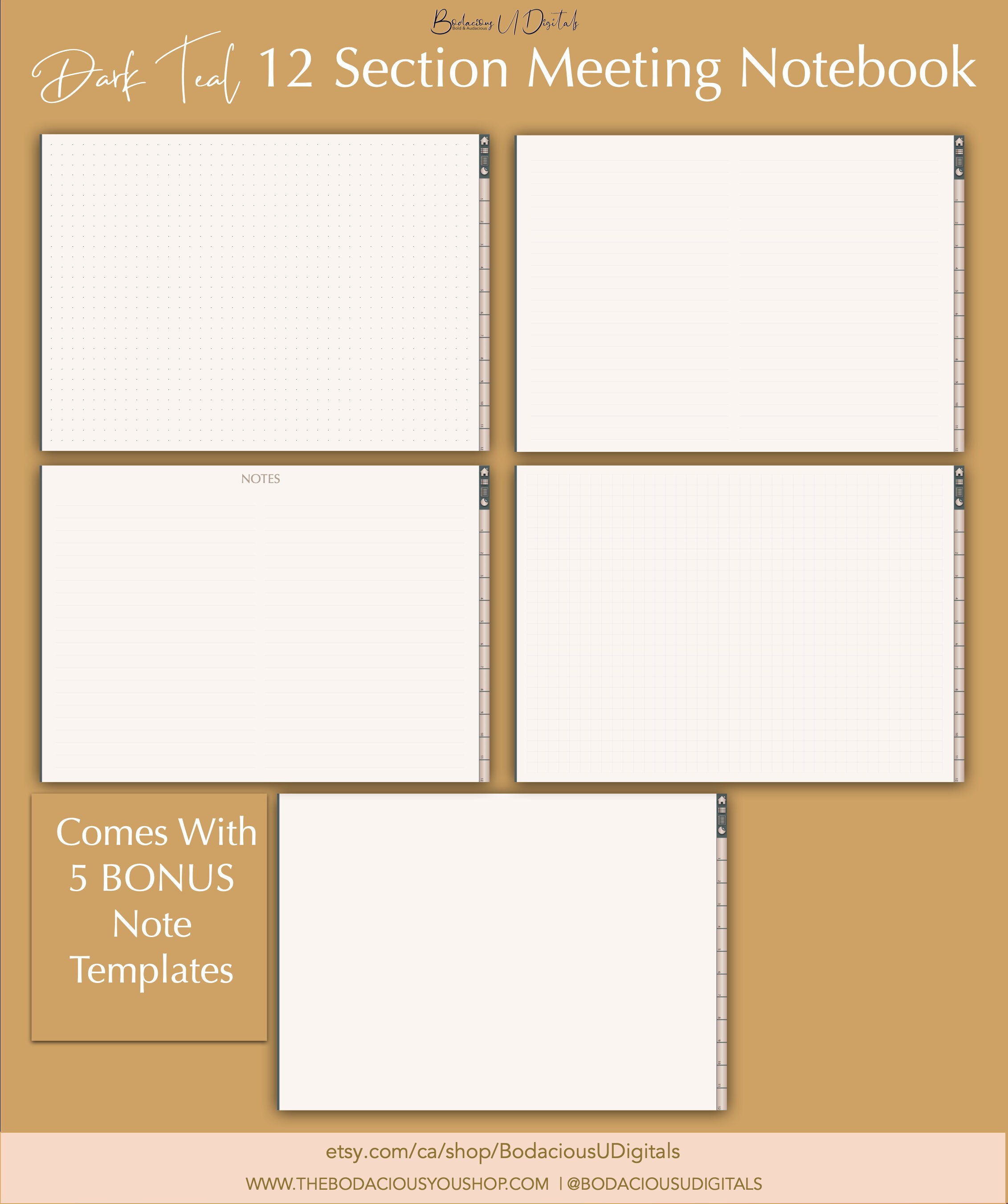 Landscape Digital Meeting Notes, With 12 Sections for Goodnotes ...