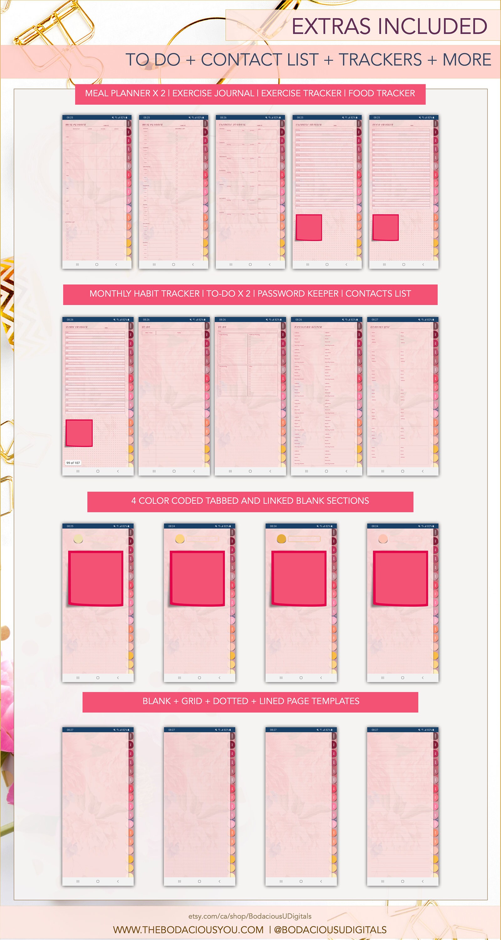 Portrait Undated Weekly Digital Phone Planner With Stickers, for iPhone ...