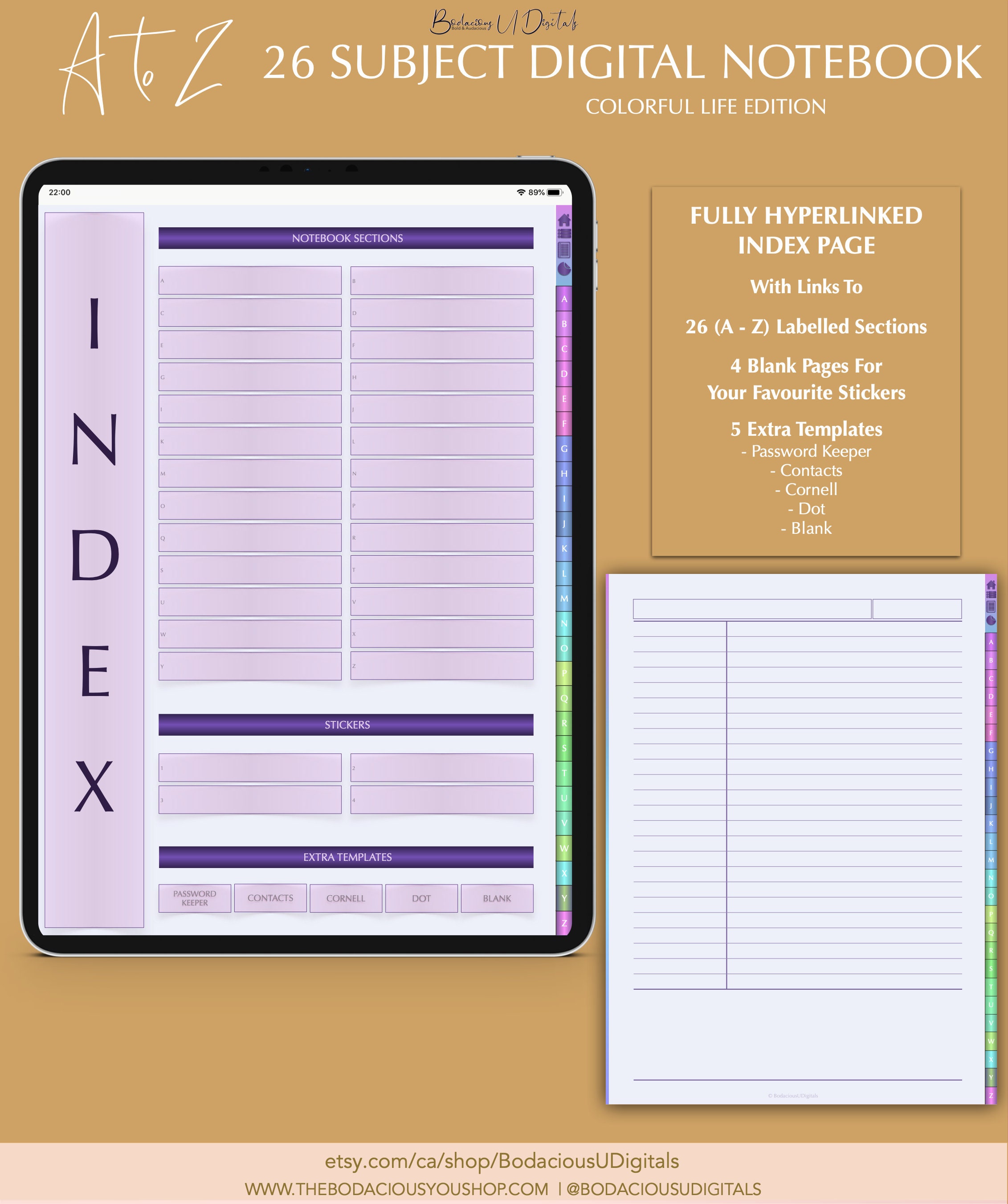 A to Z 26 Subject Digital Notebook Digital Student Notepad - Etsy Australia