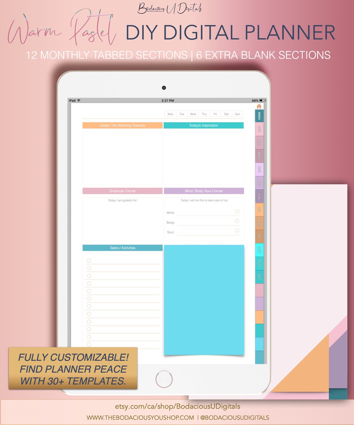 Pastel DIY Digital Planner by Bodaciousudigitals for Goodnotes, Xodo ...