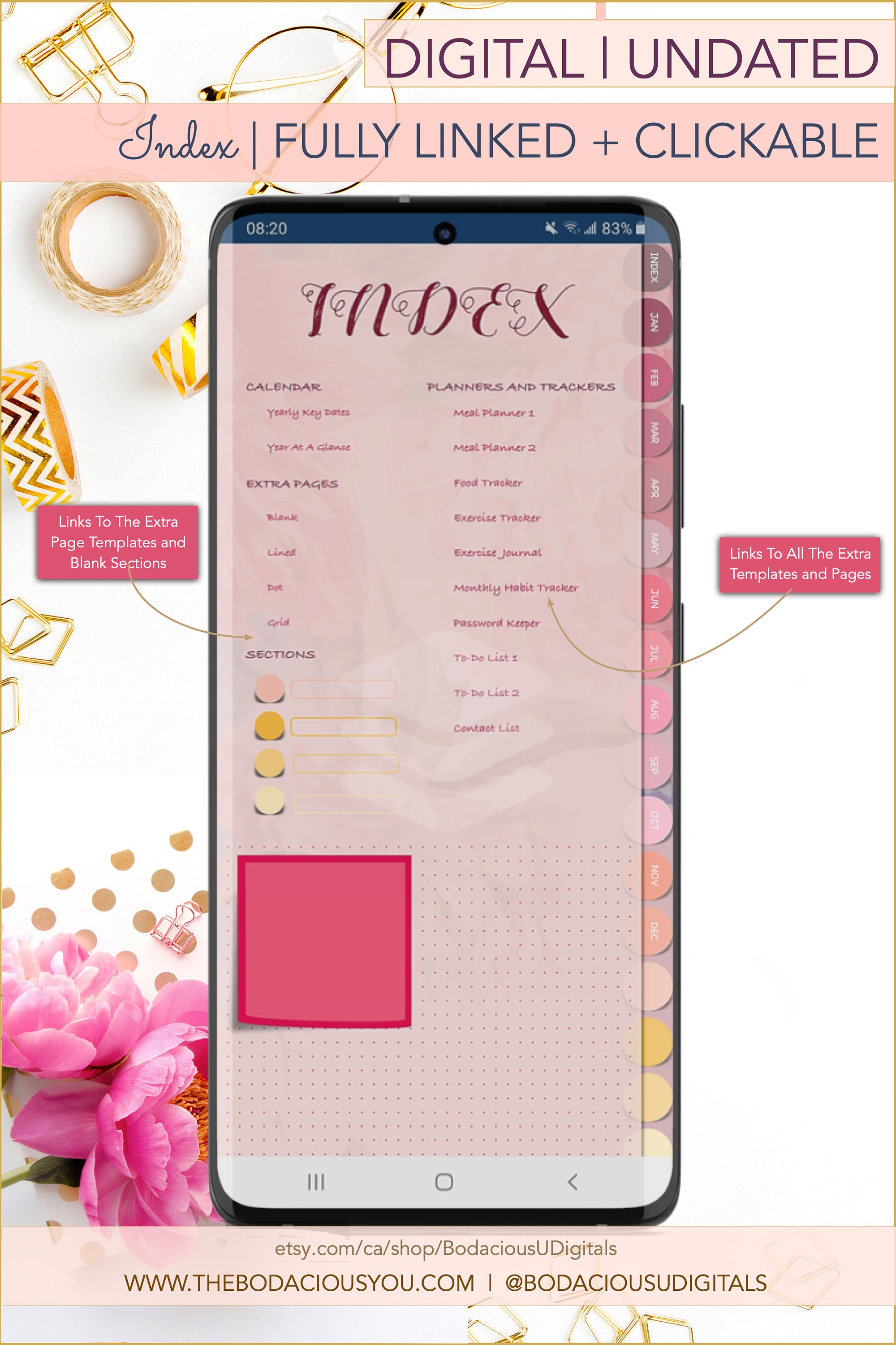 Portrait Undated Weekly Digital Phone Planner With Stickers, for iPhone ...