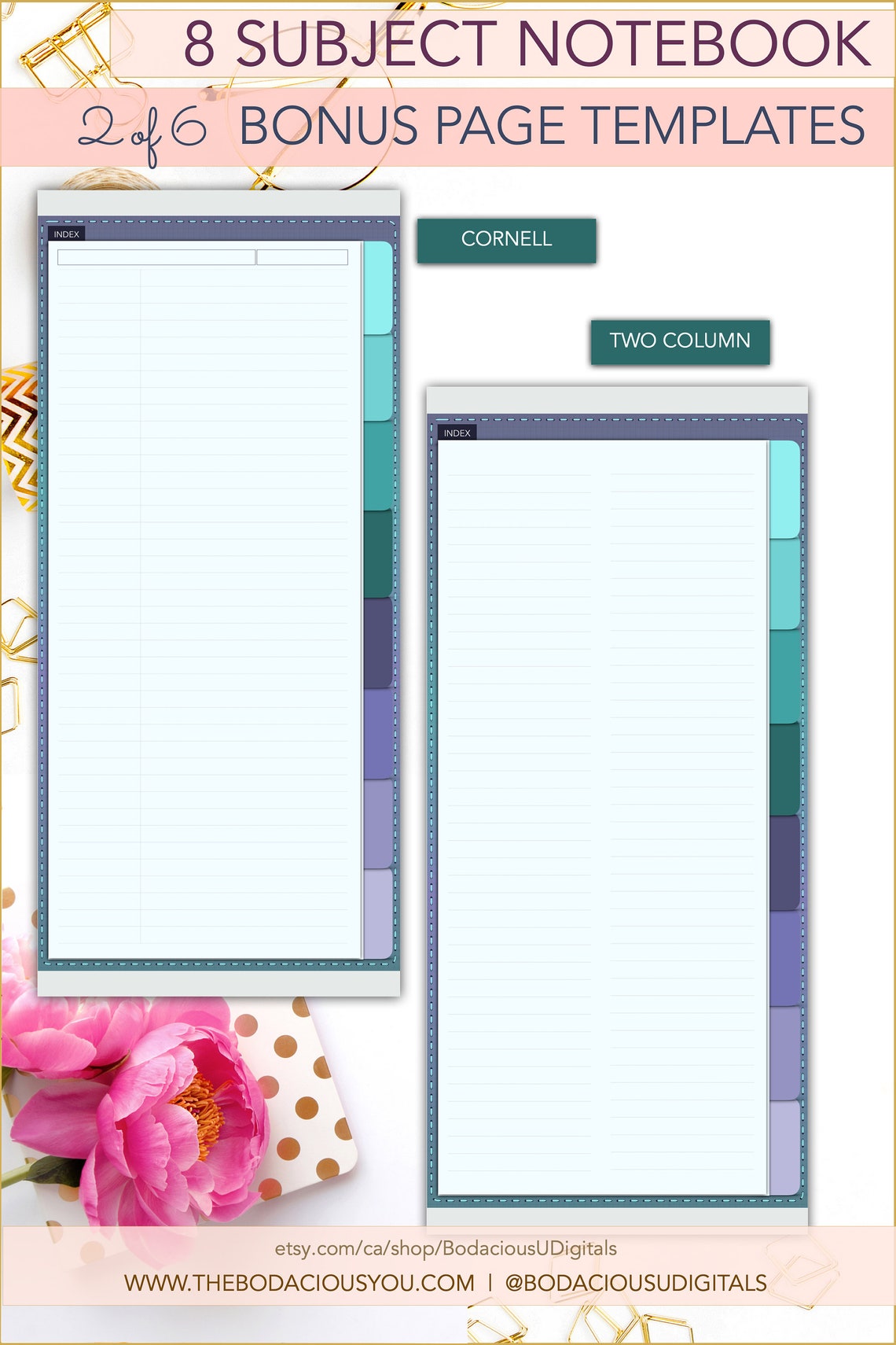8 Subject Digital Phone Notebook, Goodnotes Digital Notepad, Digital ...