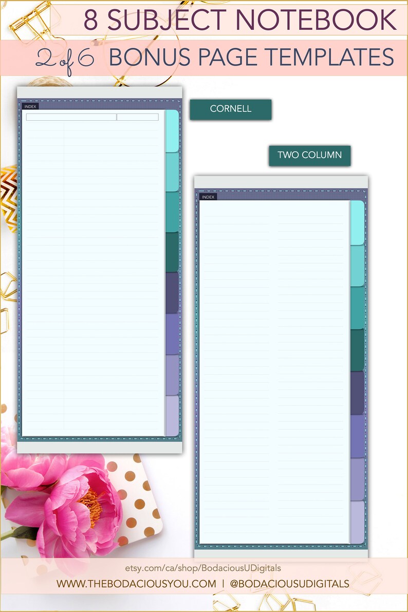 8 Subject Digital Phone Notebook, Goodnotes Digital Notepad, Digital ...