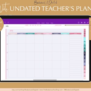 Undated Onenote Digital Teachers Planner, Windows Lesson Planner for ...