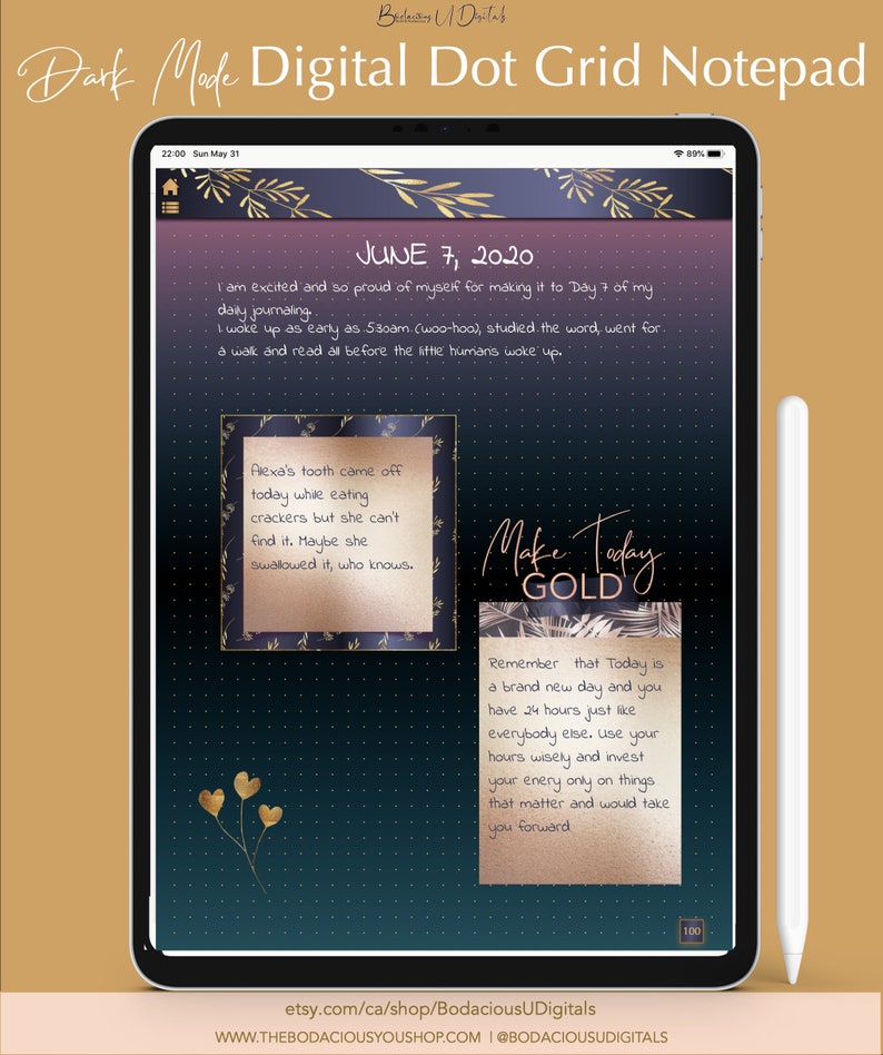 Digital Dot Grid Notepad 100 Hyperlinked Pages Dark Mode - Etsy