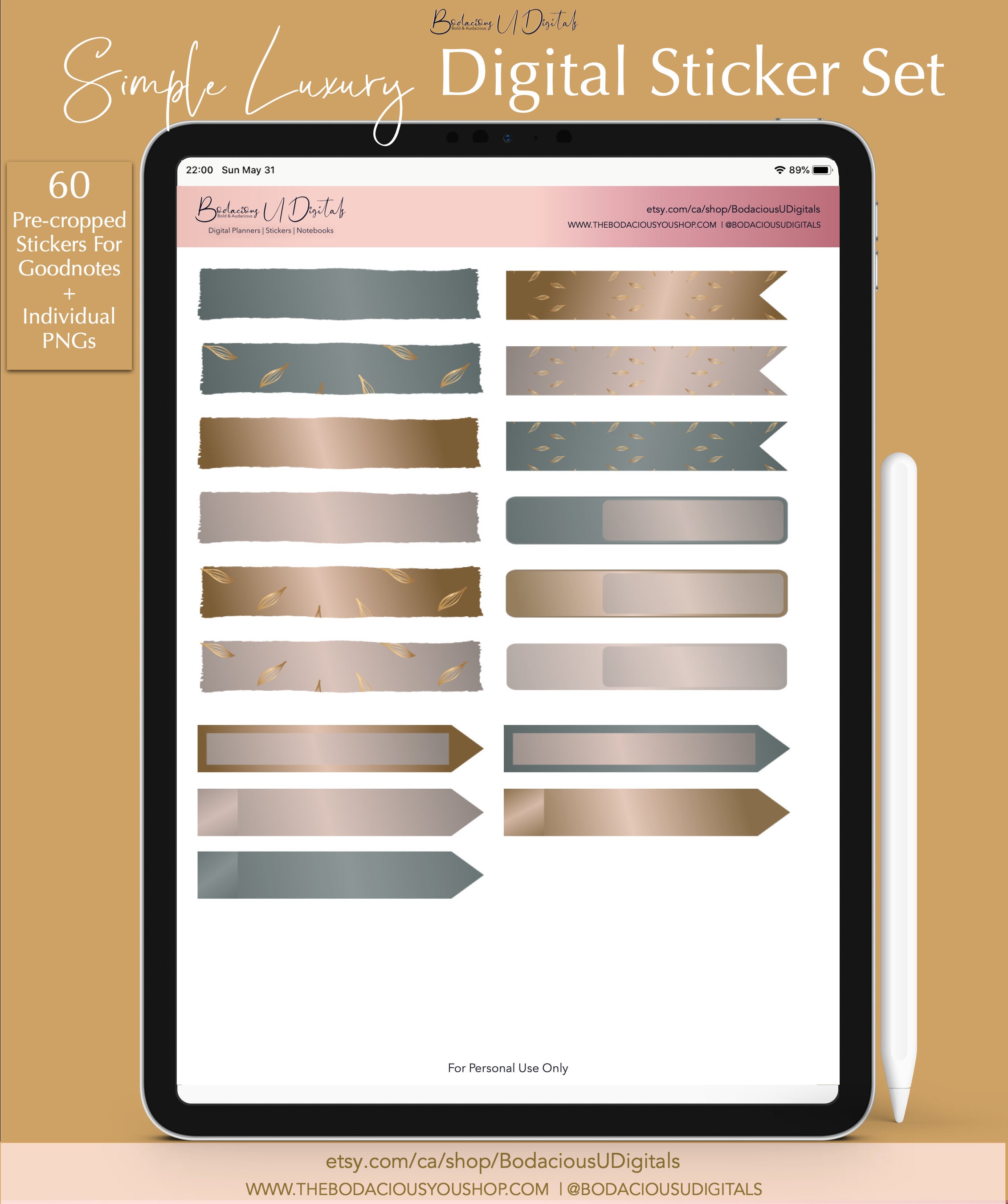 Simple Luxury Digital Planner Stickers for Goodnotes, Digital Sticker ...