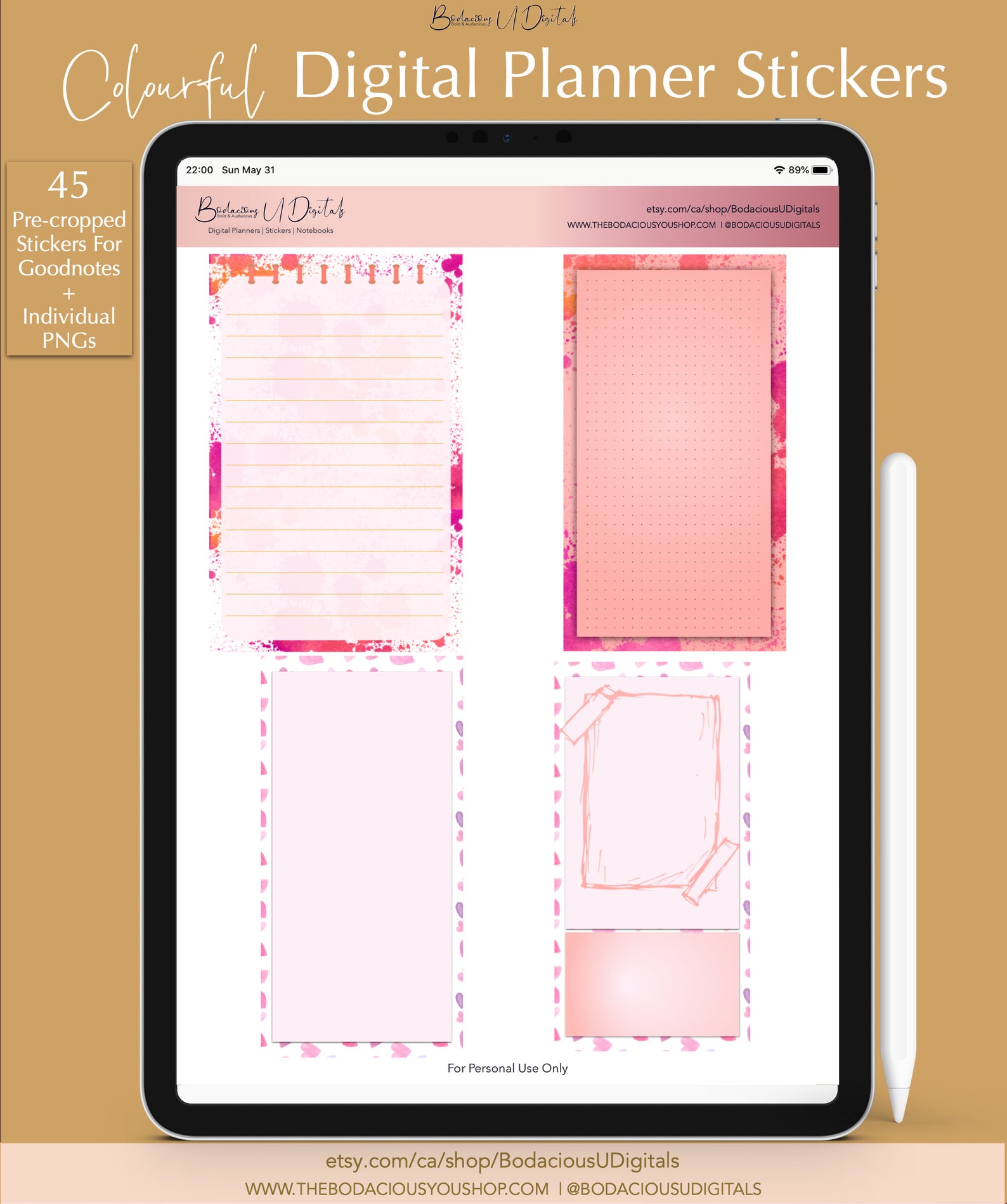 Colourful Digital Planner Stickers Pre Cropped for Goodnotes - Etsy Canada