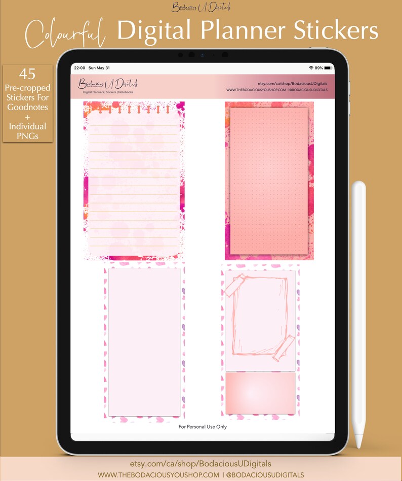 Colourful Digital Planner Stickers Pre Cropped for Goodnotes - Etsy Canada