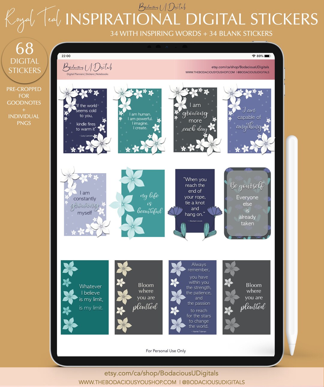 Motivational Digital Planner Stickers, Inspirational Digital Stickies ...